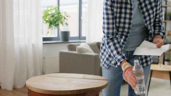Woman Degreasing Old Table Surface with Solvent, Stock Footage | VideoHive