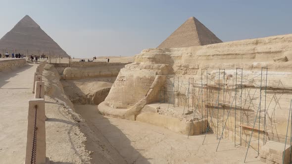 Scaffolding on The Great Sphinx Sculpure Restoration works, Giza ...