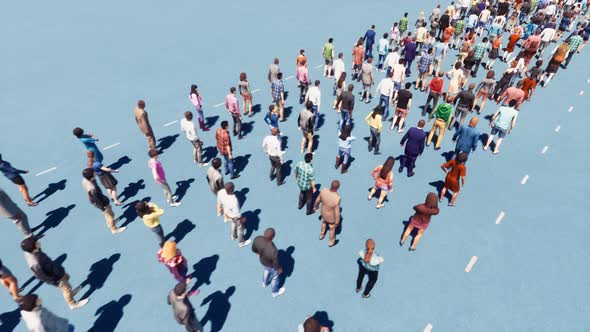 Crowd People Standing Line Long Queue by Zozulinskyi | VideoHive