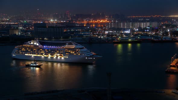 Korea Cruise Ship on River Incheon Illumination, Stock Footage | VideoHive