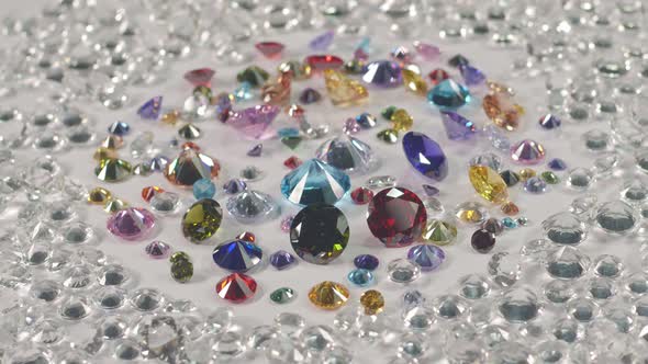 Colored Diamonds Of Various Sizes Are Stacked Together., Stock Footage