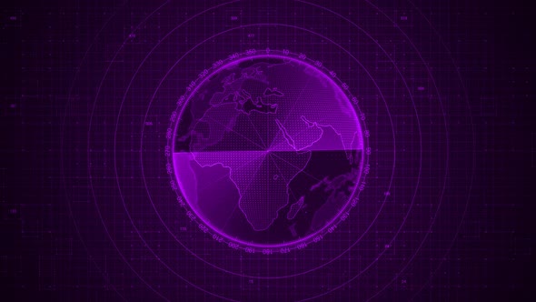 New Purple Color Spinning world map Radar Hud Animation, Motion Graphics