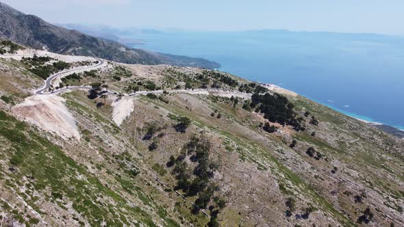Road in the Mountains on the Llogara Pass in Albania, Stock Footage