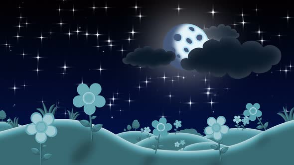 4k Cartoon Moon Night, Motion Graphics | VideoHive