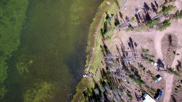 Aerial view along Lyman Lake edge in Utah, Stock Footage | VideoHive