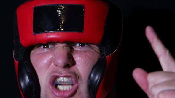 Angry Male Boxer on a Black Background, Stock Footage | VideoHive