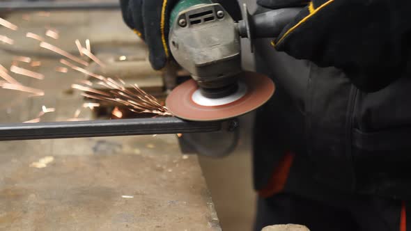 Polishing Metal Bar In A Workshop, Stock Footage | VideoHive