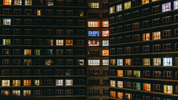 Time Lapse of Apartment Building at Night. Timelapse of Residential ...