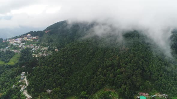 Rumtek Monastery area in Sikkim India seen from the sky, Stock Footage