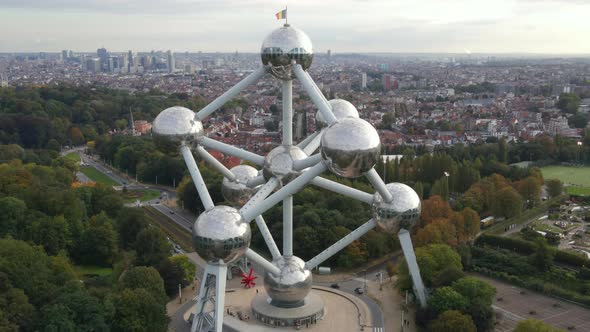 Aerial shot of Atomium in Brussels Belgium, Stock Footage | VideoHive