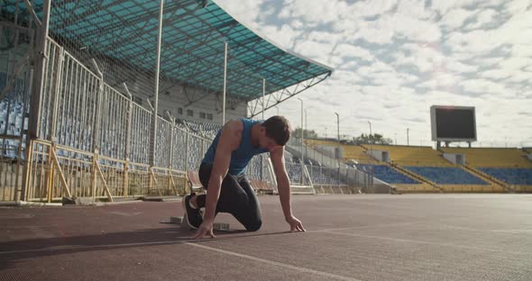 Sportsman Running From Crouch Start Position, Stock Footage | VideoHive