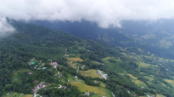 Rumtek Monastery area in Sikkim India seen from the sky, Stock Footage