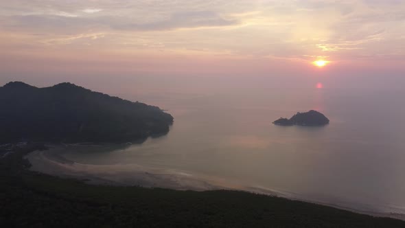 Aerial view beauty sunset over Pulau Betong, Stock Footage | VideoHive