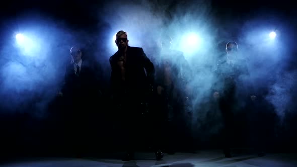 Night Club Dancers Posing in Studio, Smoke, Stock Footage | VideoHive