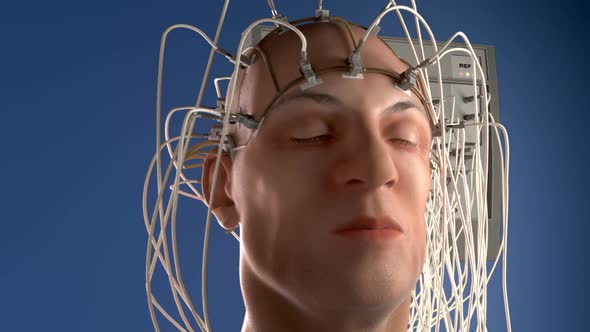 Electroencephalography machine analyzing activity of a human brain ...