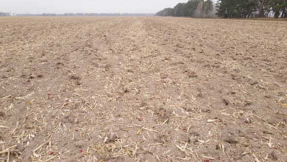 Empty Plowed Field in Autumn Aerial View, Stock Footage | VideoHive