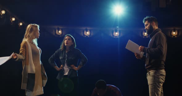 Actors Arguing During Rehearsal in a Theater, Stock Footage | VideoHive