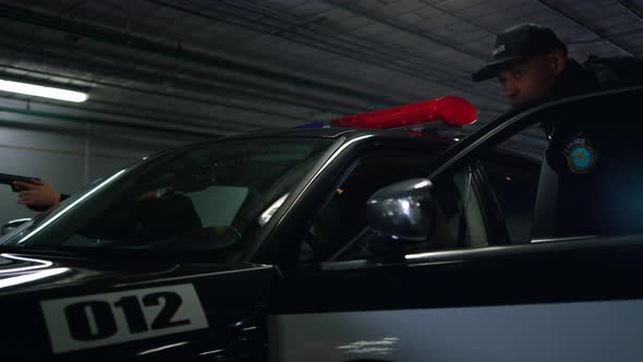 Cops Hiding Behind Doors of Patrol Car, Stock Footage | VideoHive