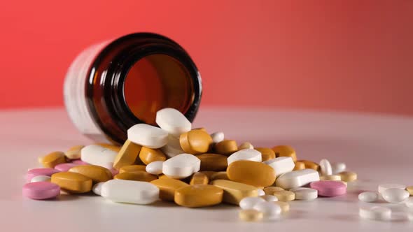 Heal Medication Pills of Various Colors are Seen to Heal, Stock Footage