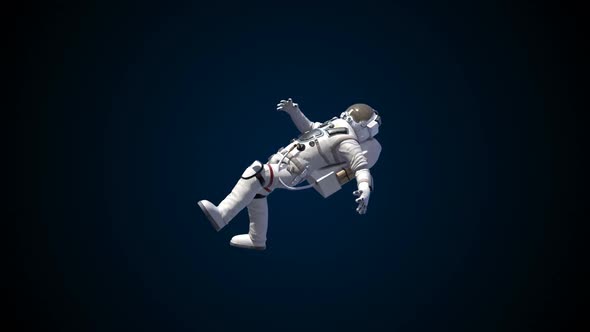 Astronaut in White Modern Scaphandre Go in the Space, Motion Graphics