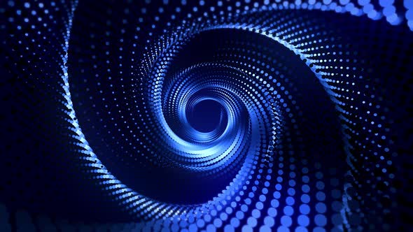 Twisted tunnel from dots. Abstract technology loop animation. floating ...