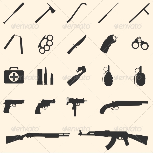 vector weapon icons by nikiteev | GraphicRiver