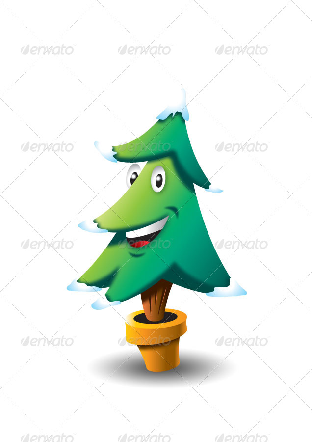 Christmas Tree Cartoon Vector Set, Vectors | GraphicRiver