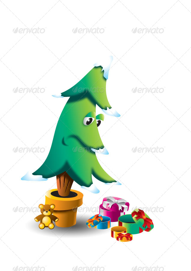 Christmas Tree Cartoon Vector Set, Vectors | GraphicRiver
