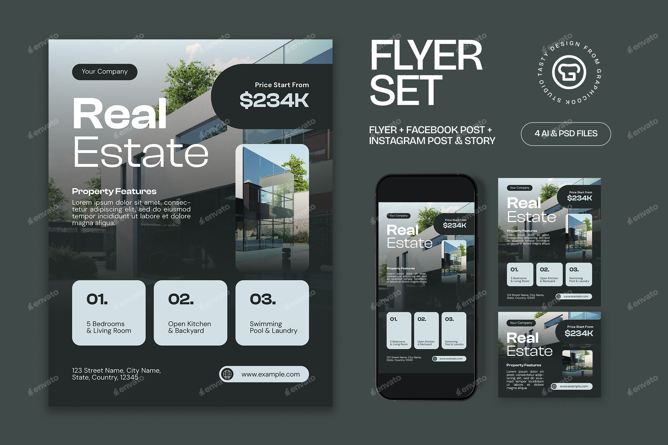 Real Estate Flyer, Print Templates | GraphicRiver