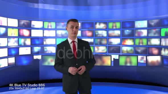 4K Blue Tv Studio B86, Motion Graphics | VideoHive