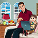 Father and Son Using Computer, Vectors | GraphicRiver