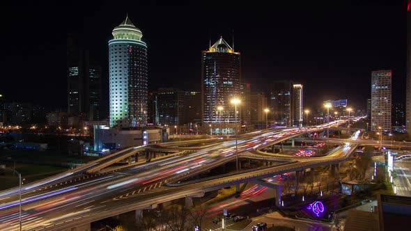 Chinese Beijing Downtown Huge Overpass Interchange Timelapse, Stock Footage