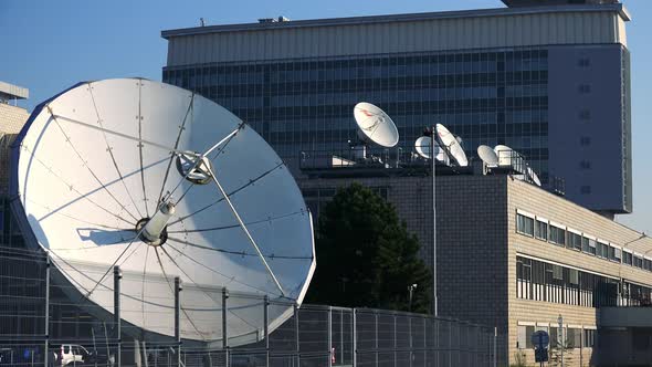 A Building with Satellite Dishes in an Urban Area, Stock Footage ...