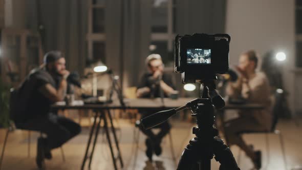 People Filming Podcast in Living Room, Stock Footage | VideoHive