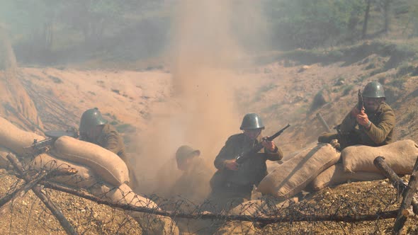 Soldiers falling on the battlefield, Ultra Slow Motion, Stock Footage