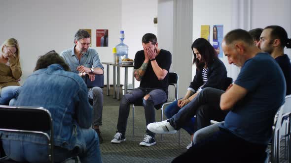 Male Addict Crying During Group Meeting, Stock Footage | VideoHive
