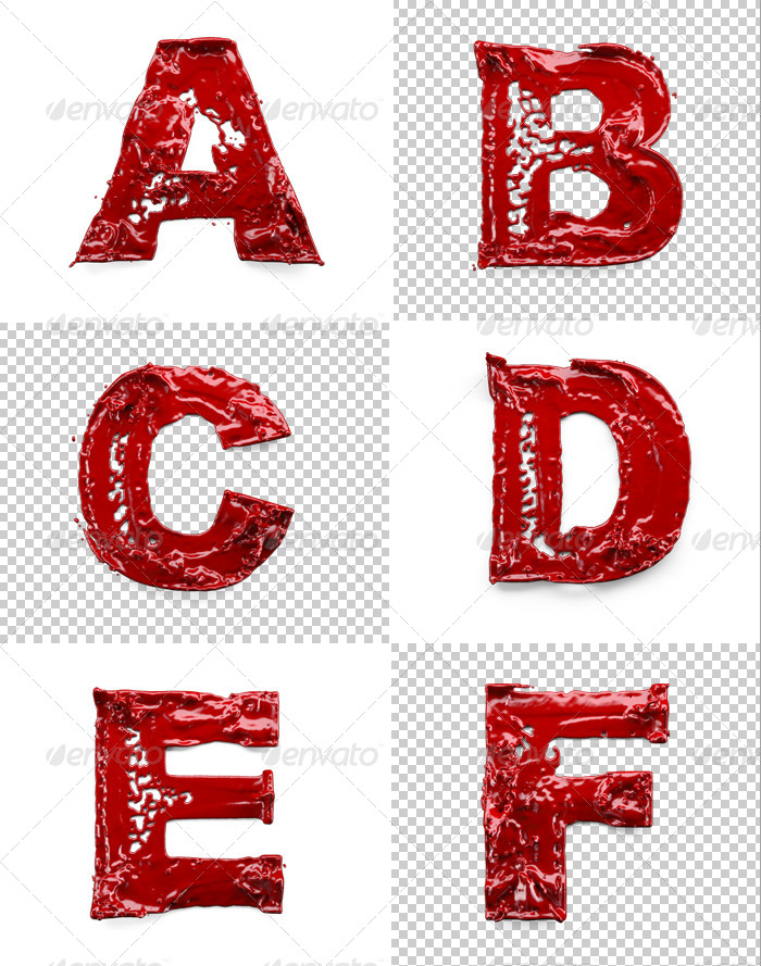 Spilled Red Paint Stuck in the Letters, Graphics | GraphicRiver