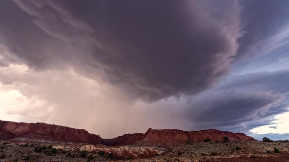 Monsoon storm moving through the Utah desert in timelapse, Stock Footage