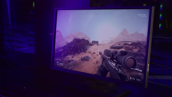 Player Using Sniper Rifle Weapon In First-Person Military Combat Game ...