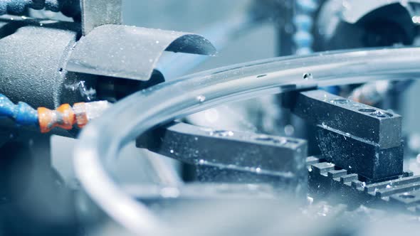 Factory Mechanism Is Drilling a Metal Wheel Rim, Stock Footage | VideoHive
