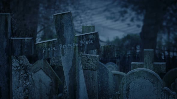 Graveyard In The Rain Late In The Day, Stock Footage | VideoHive