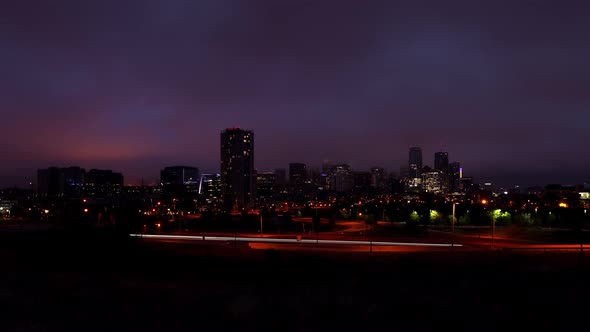 Denver Skyline in Fog at Sunrise Time Lapse, Stock Footage | VideoHive