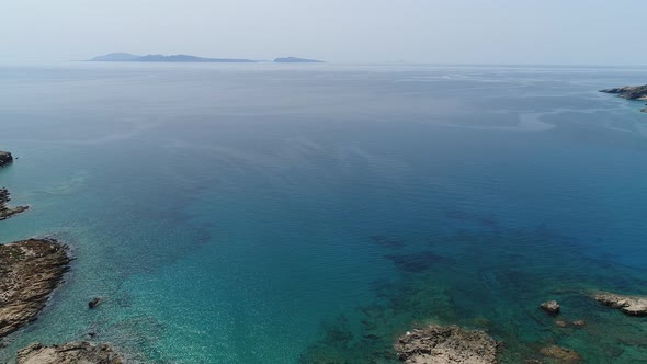 Magganari beach on the island of Ios in the Cyclades in Greece seen ...
