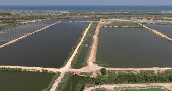 Aerial view of vast Fish farm pools., Stock Footage | VideoHive