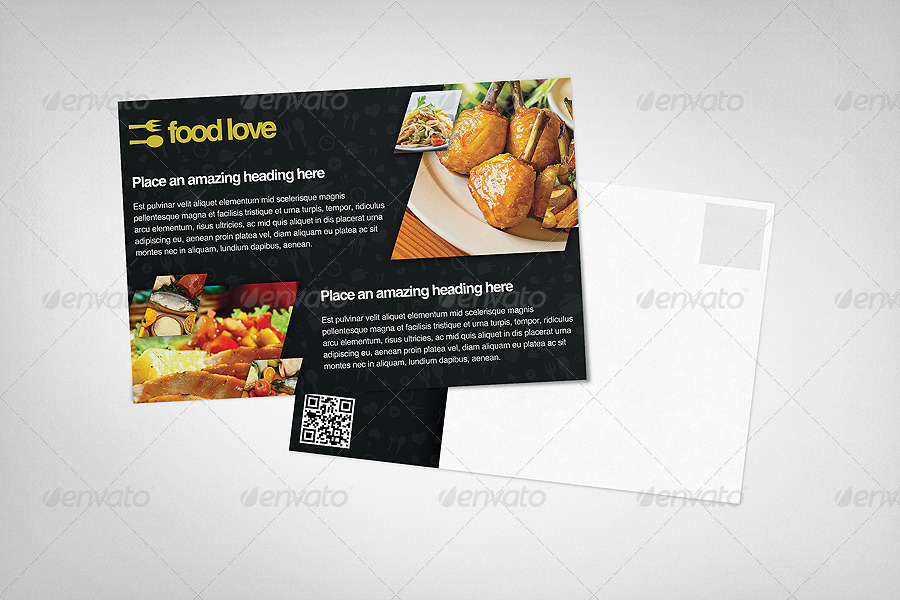 Food Love Postcard, Print Templates | GraphicRiver