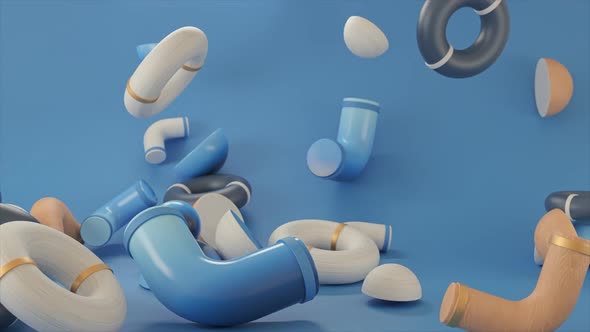 Abstract colorful objects falling down, Motion Graphics | VideoHive