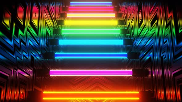 Neon Flashing Multicolored Lamps, Motion Graphics | VideoHive