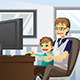 Father and Son Using Computer, Vectors | GraphicRiver