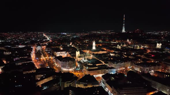 Aerial Flight Over the City at Night, Stock Footage | VideoHive