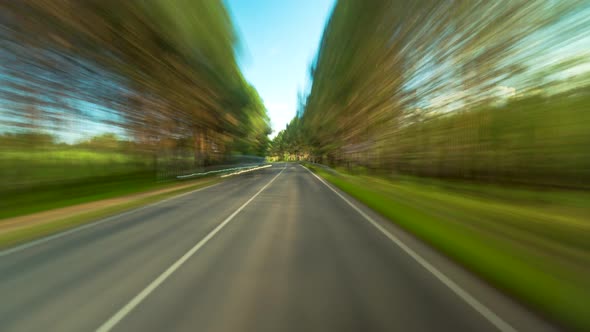 4K Point of View Hyperlapse Time-lapse of Car Driving Through Country ...